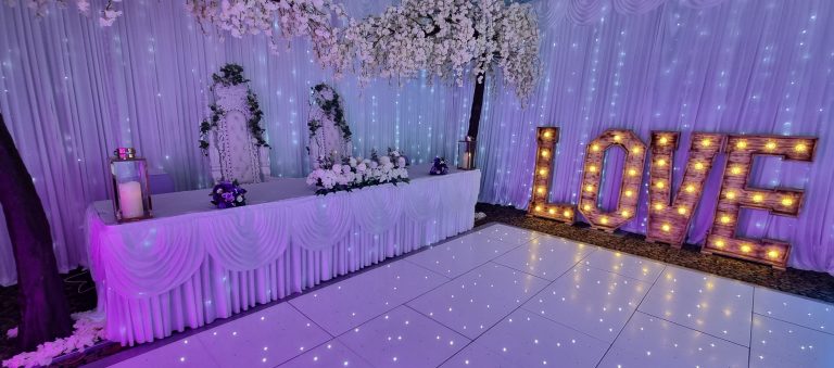 LED BACKDROPS / DRAPING - White Curtains - JK Weddings and Events